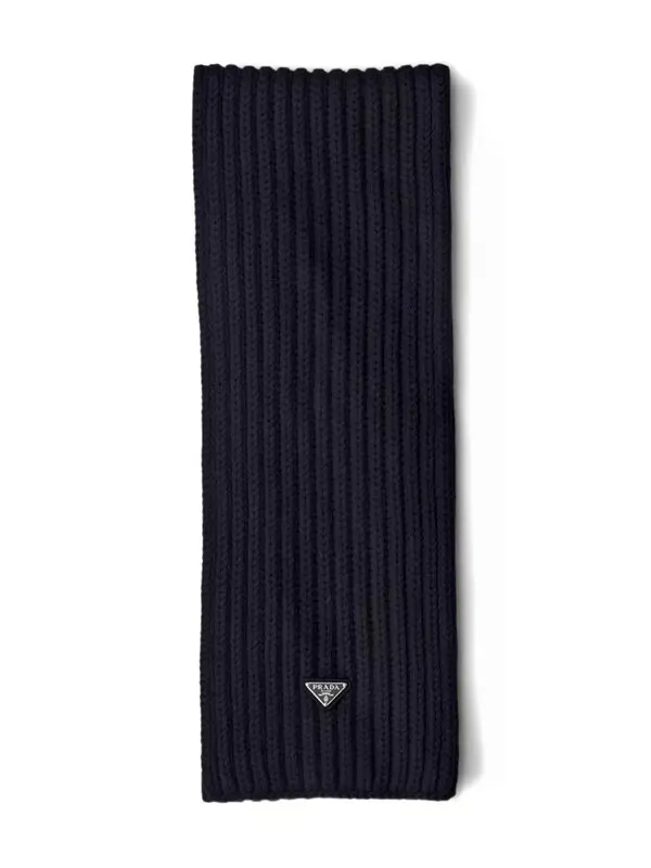 Prada Enamelled Triangle Rib Knit Scarf - Blue
