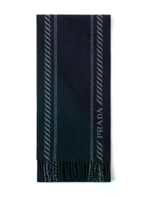 Prada Fringe-detail Scarf - Blue