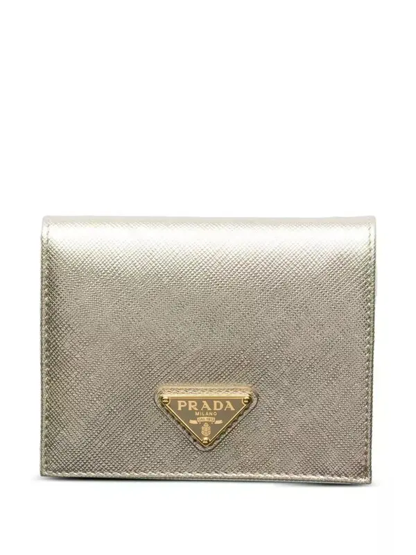 Prada Small Triangle-logo Leather Wallet - Gold