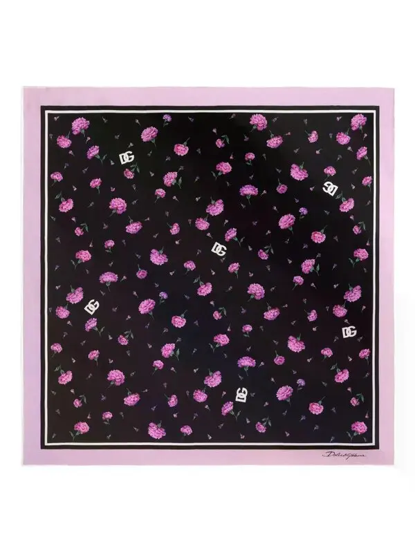Dolce & Gabbana Carnation-print Scarf - Black