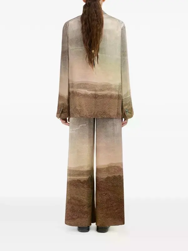 PIERRE-LOUIS MASCIA Adastgrgum Double-breasted Landscape-printed Jacket - Neutrals