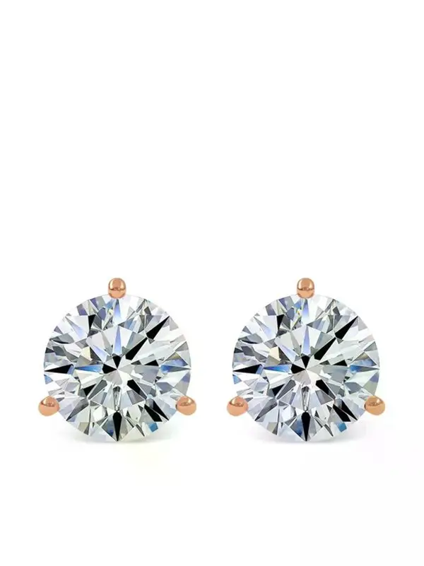 TILLA 14k Rose Gold 5 Carat Diamond Stud Earrings - Pink