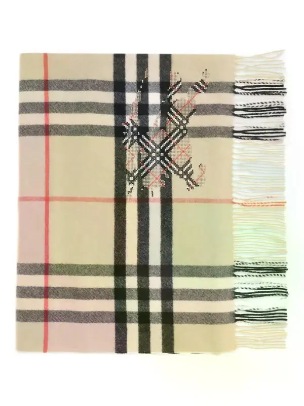 Burberry Check Equestrian Motif Scarf - Neutrals