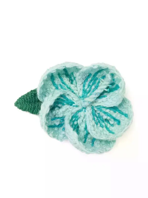 Alanui Hibiscus Embroidered Brooch - Green