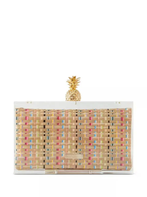 AQUAZZURA Mustique Raffia Clutch - Neutrals