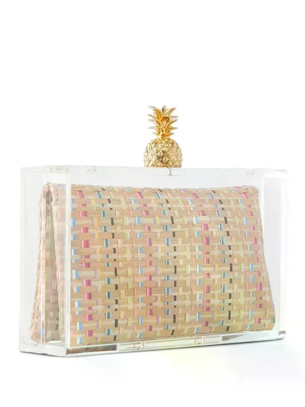 AQUAZZURA Mustique Raffia Clutch
