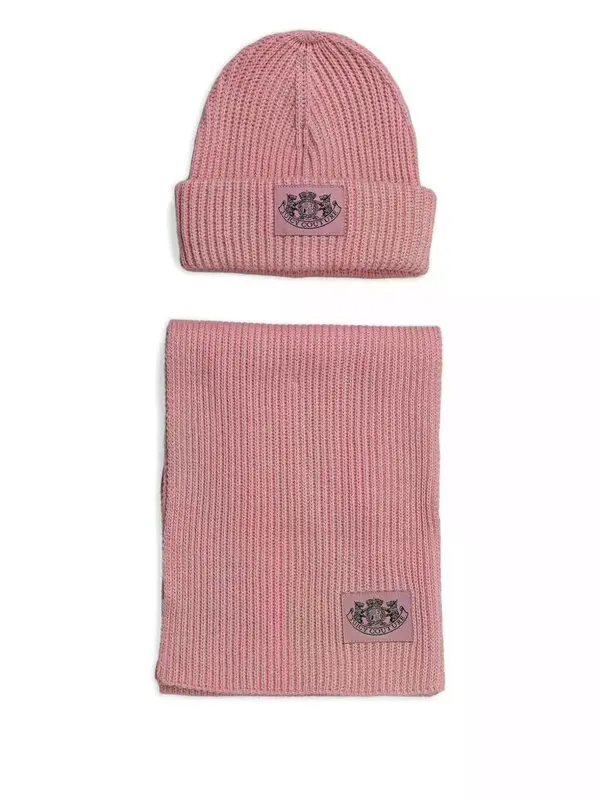 Juicy Couture Wool-blend Beanie Hat With Scarf - Pink
