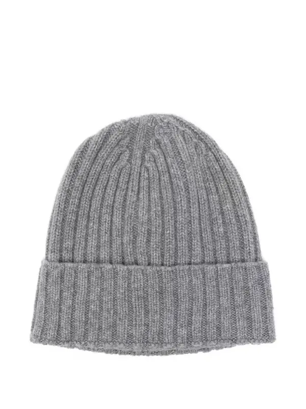 DELL'OGLIO Ribbed Knit Beanie - Grey