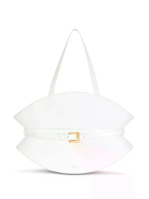 Balmain Belted Leather Shoulder Bag - White
