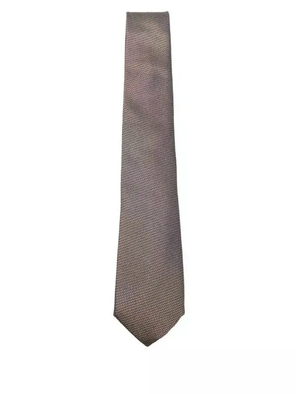 Canali Textured Silk Tie - Brown