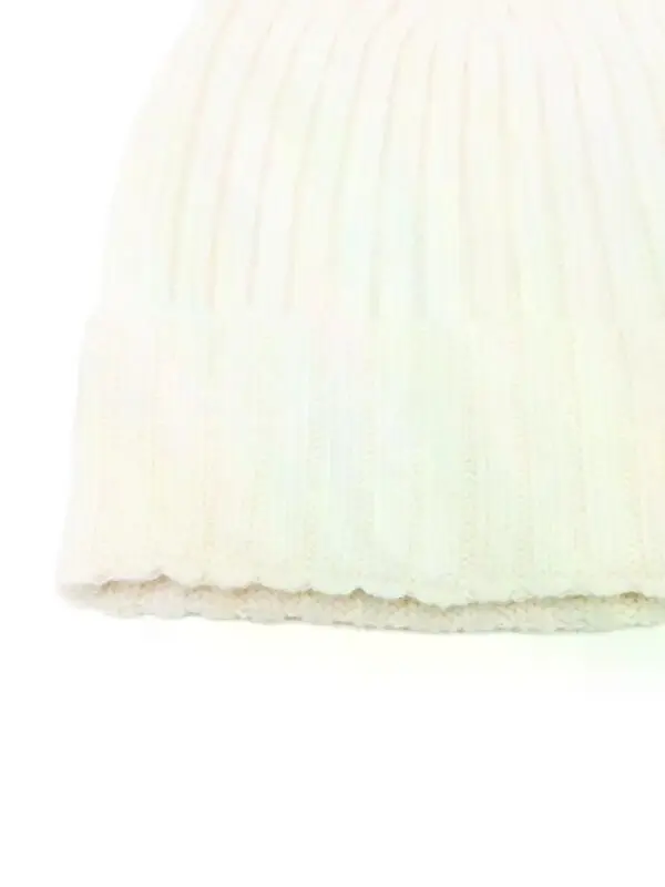 DELL'OGLIO Ribbed Beanie - Neutrals