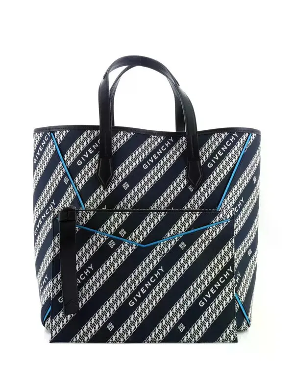 Givenchy Bond Shopper Logo Jacquard Canvas Medium Tote Bag - Blue