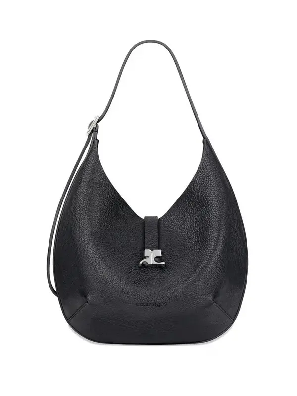 COURREGES Logo-buckle Shoulder Bag - Black
