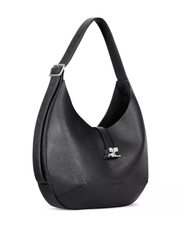 COURREGES Logo-buckle Shoulder Bag - Black