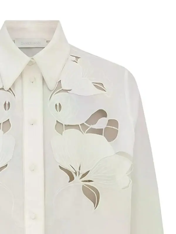 Zimmermann Flower-embroidered Shirt - White