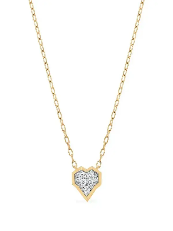 Sara Weinstock 18k Yellow Honeycomb Heart Diamond Necklace - Gold