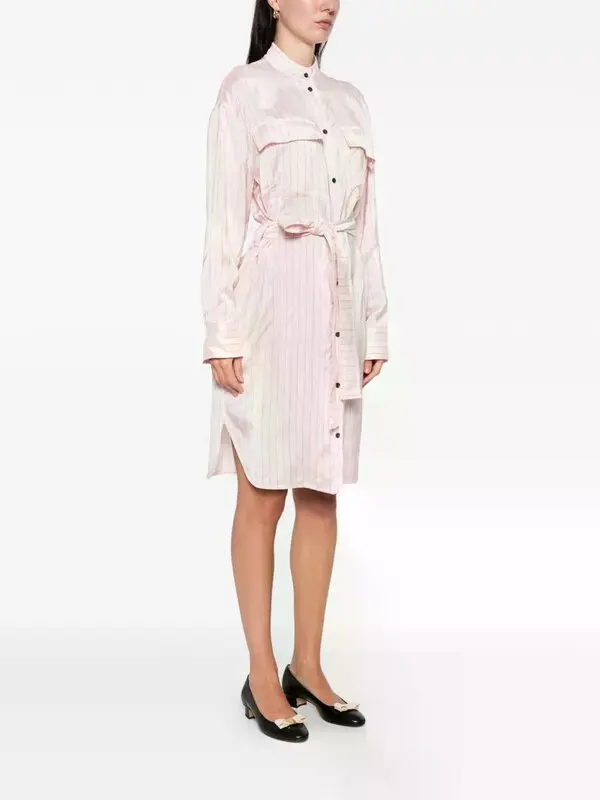 FERRAGAMO Belted Striped Midi Shirt Dress