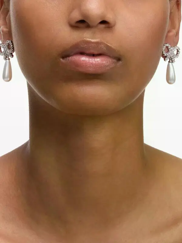 SELF-PORTRAIT Bow Pearl-embellished Earrings