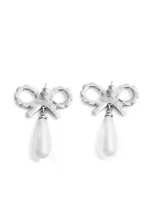 SELF-PORTRAIT Bow Pearl-embellished Earrings