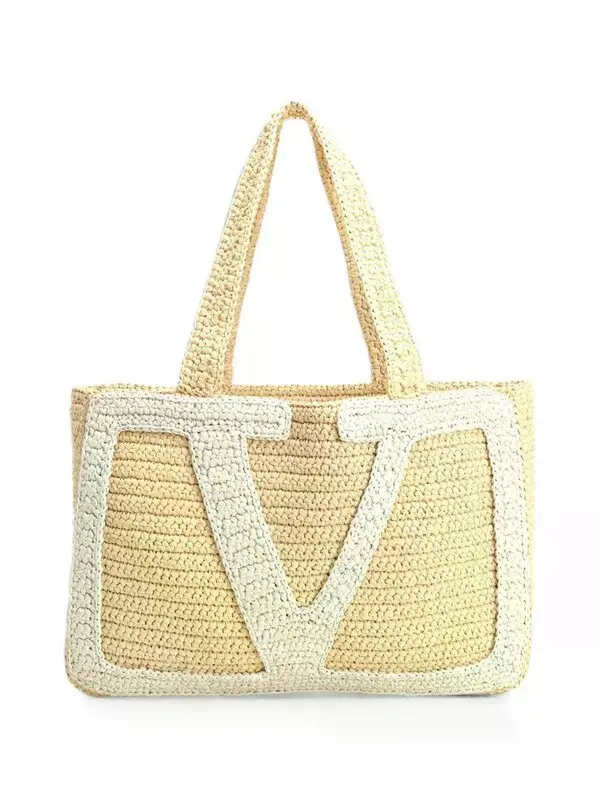 Valentino Garavani Viva Superstar Raffia Shopping Bag - Neutrals