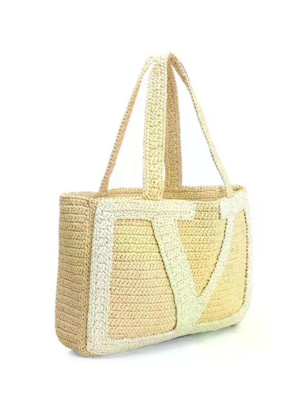 Valentino Garavani Viva Superstar Raffia Shopping Bag - Neutrals