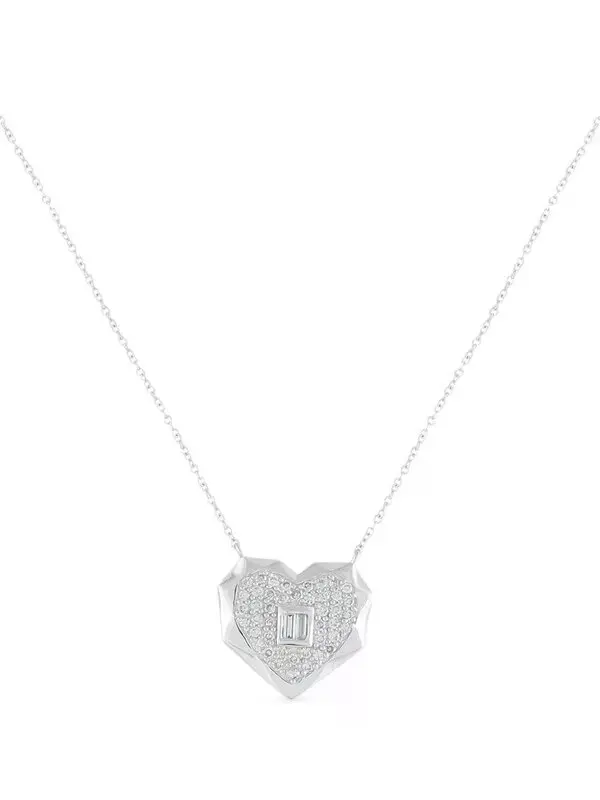 LB EXCLUSIVE 14k White Gold Diamond Heart Pendant Necklace - Silver