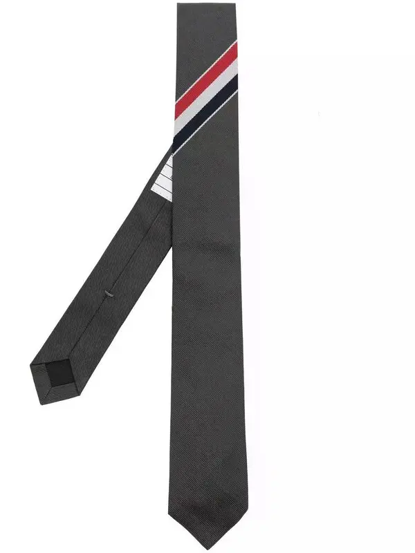 Thom Browne 4-bar Stripe Silk Tie - Grey