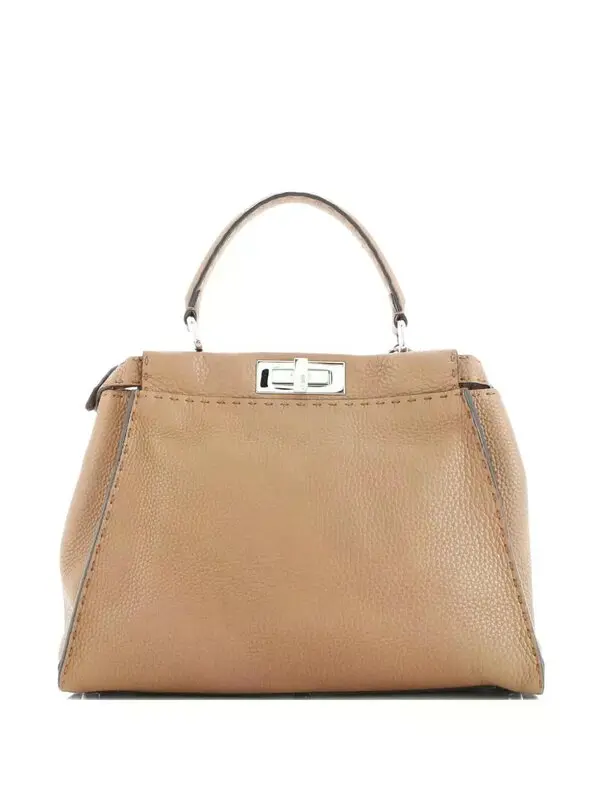 Fendi Selleria Peekaboo Bag Rigid Leather Regular Satchel - Brown