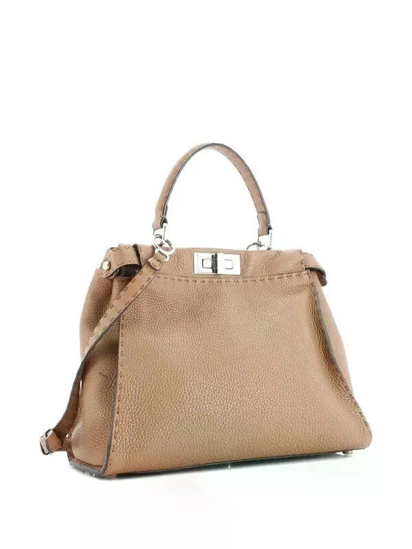 Fendi Selleria Peekaboo Bag Rigid Leather Regular Satchel - Brown