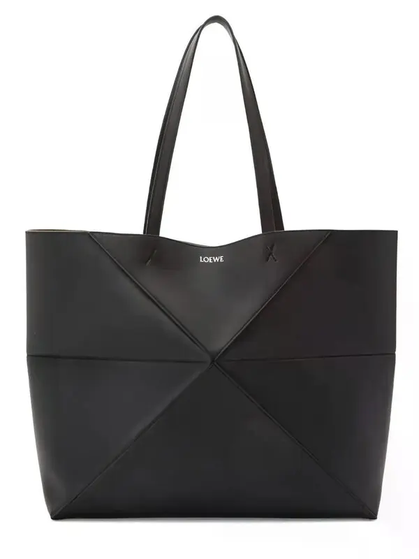 Loewe Puzzle Fold Horizontal M Tote Bag - Black
