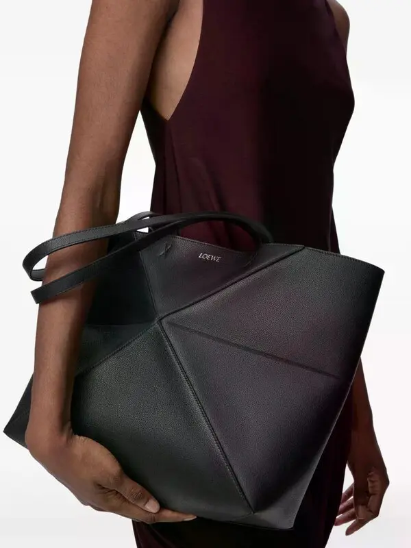 Loewe Puzzle Fold Horizontal M Tote Bag - Black