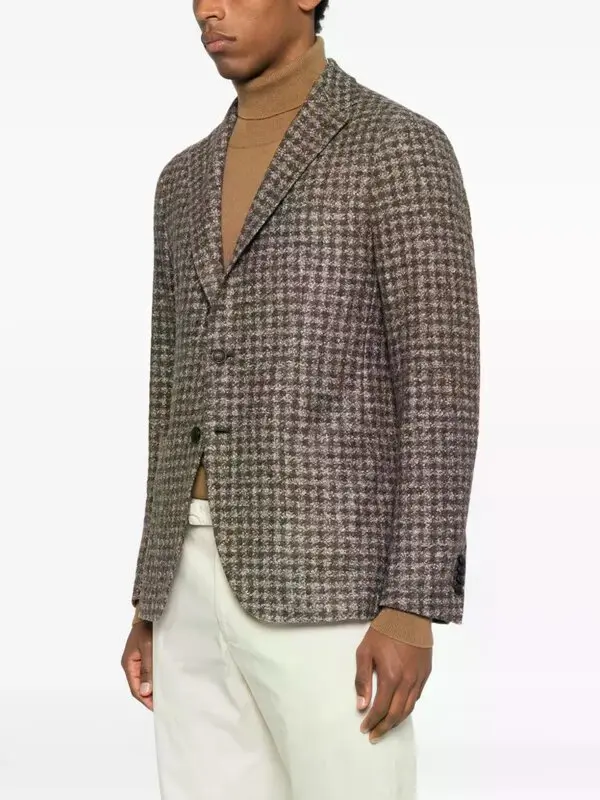 Tagliatore Houndstooth Button Blazer - Brown