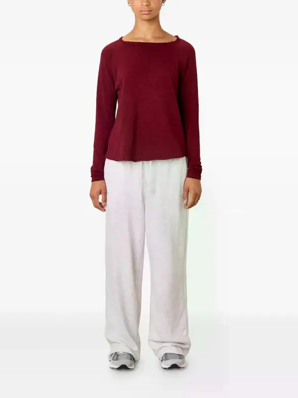 American Vintage Raglan Sleeve Boat Neck Top - Red