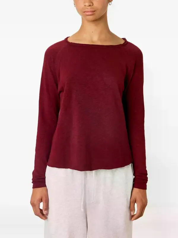 American Vintage Raglan Sleeve Boat Neck Top - Red