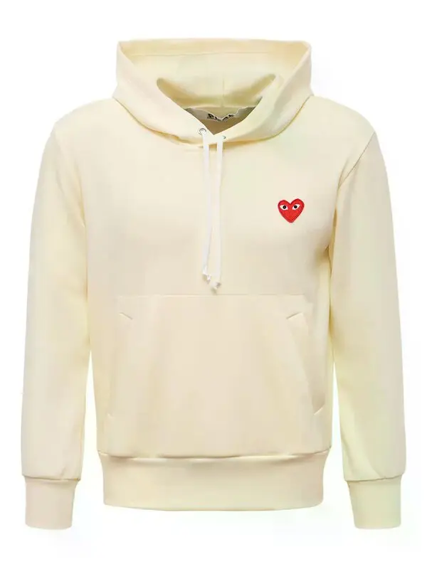 Play Comme Des Garcon Heart-appliqué Hoodie - Neutrals