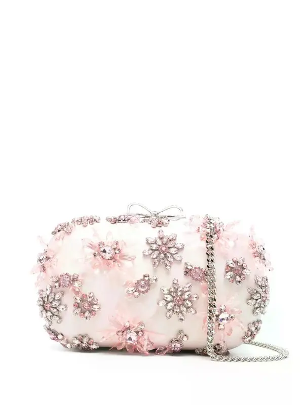SELF-PORTRAIT Floral-embellished Clutch Bag - Pink