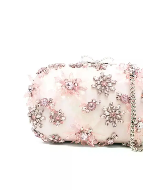 SELF-PORTRAIT Floral-embellished Clutch Bag - Pink