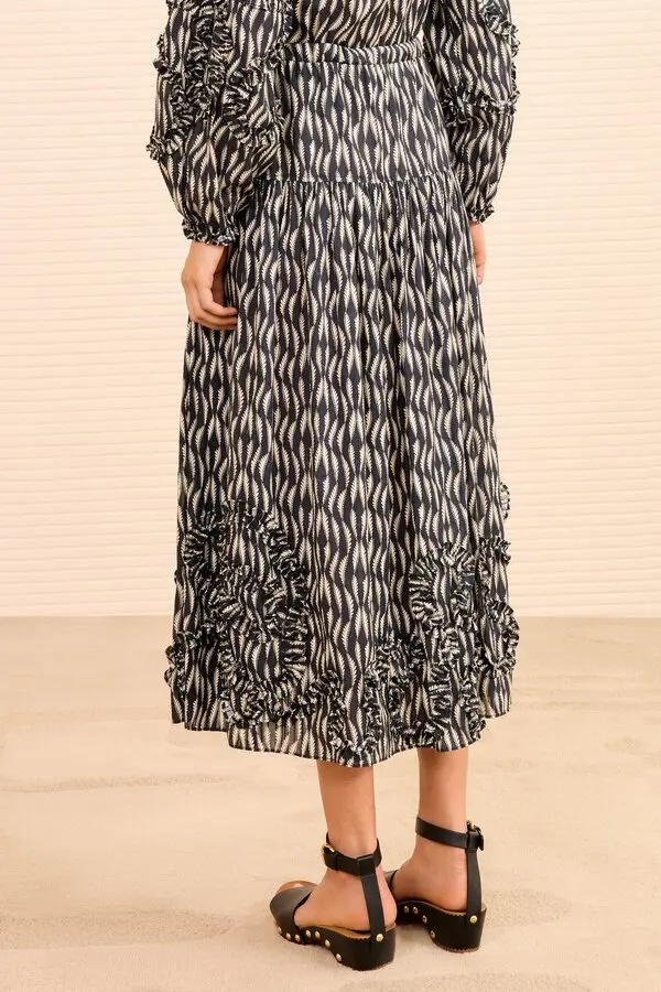 Ulla Johnson Alexandra Ruffled Cotton Midi Skirt - Graphite