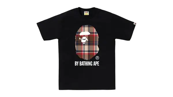 A BATHING APE Check Bathing Ape Tee Shirt - Black/red