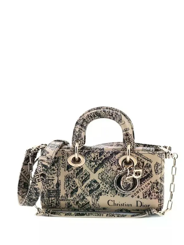 Dior Lady D-joy Printed Leather Small Satchel - Black