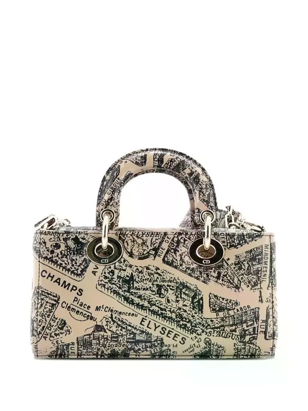 Dior Lady D-joy Printed Leather Small Satchel - Black