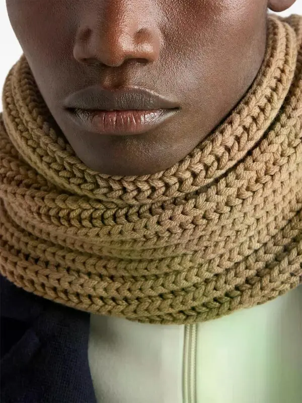 Prada Enameled Triangle Knit Scarf - Brown