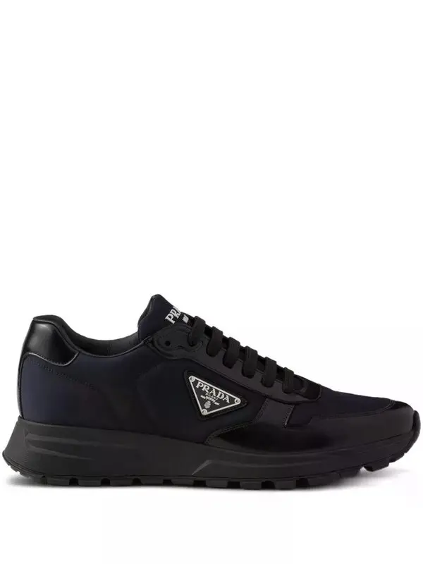 Prada Re-nylon And Brushed Leather Lace-up Sneakers - Blue