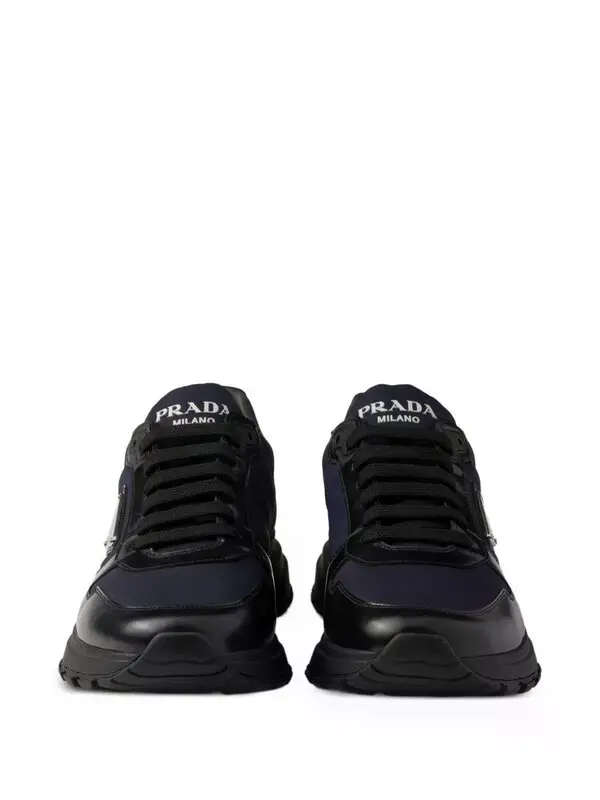 Prada Re-nylon And Brushed Leather Lace-up Sneakers - Blue