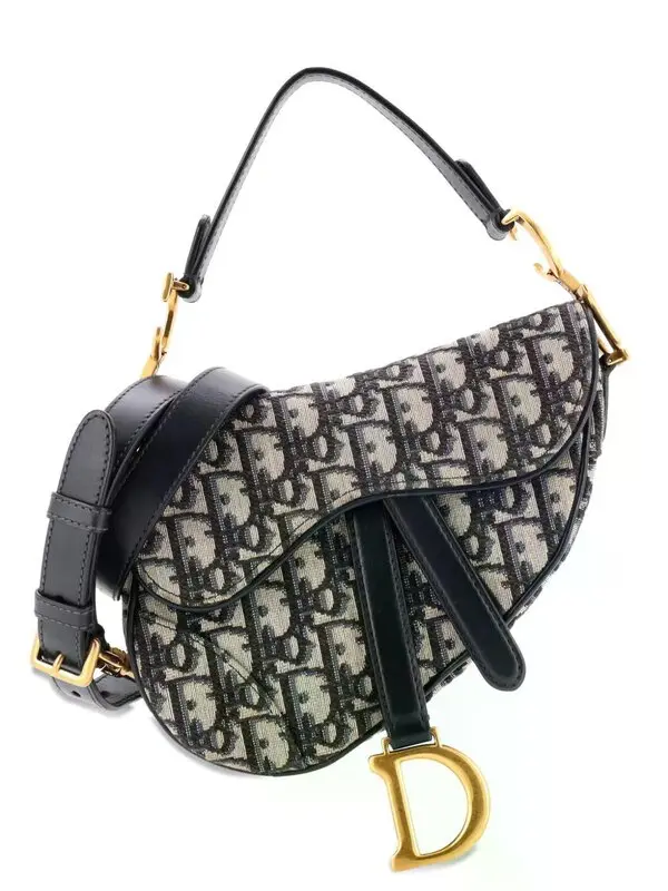 Dior Saddle Handbag With Strap Oblique Canvas Mini Shoulder Bag - Blue