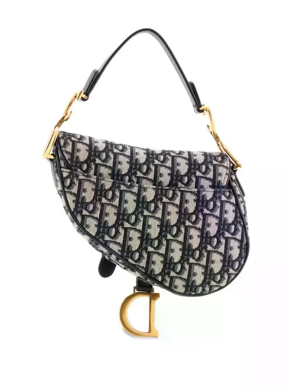 Dior Saddle Handbag With Strap Oblique Canvas Mini Shoulder Bag - Blue