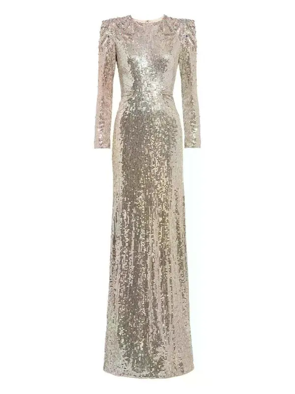 Jenny Packham Sequin-embellished Dulcet Gown - Silver