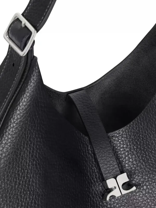 COURREGES Logo-buckle Shoulder Bag - Black