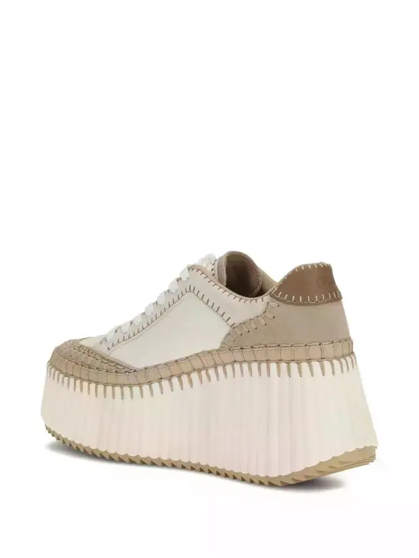 Chloé 80mm Nama Suede Wedge Sneakers - Neutrals