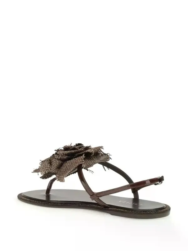 LE SILLA Flower-appliqué Sandals - Brown